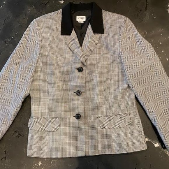 Koret | Jackets & Coats | Koret Herringbone Plaid Blazer Blackwhite ...